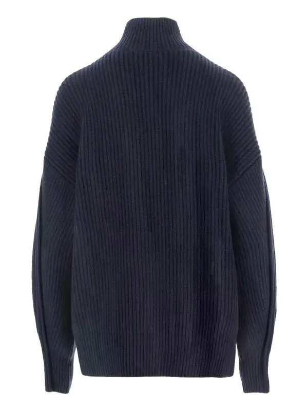 Carven Ribbed Knit High-neck Sweater - Blue