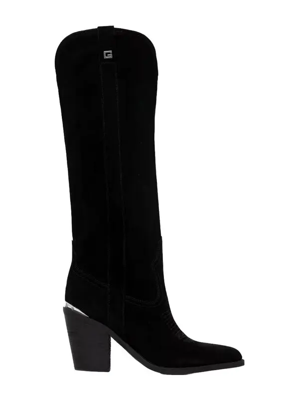 Guess Embroidered Western-style Boots - Black