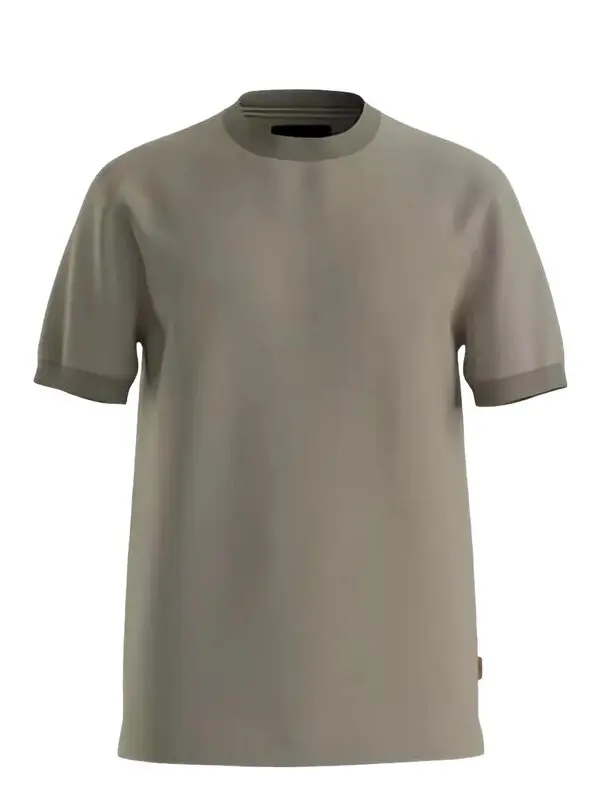 BOSS Ribbed-trim Wool T-shirt - Neutrals