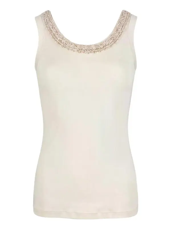 Fabiana Filippi Ribbed Tank Top With Embellished Trim - Neutrals
