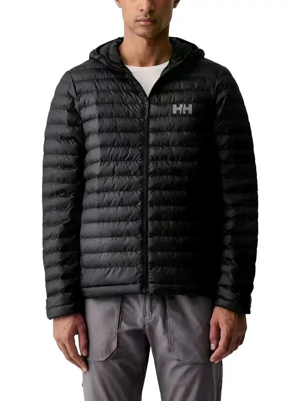 Helly Hansen Quilted Hooded Jacket With Logo Print - Black