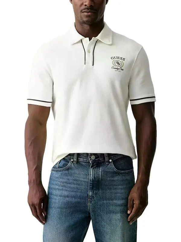 Guess Printed Logo Polo - White