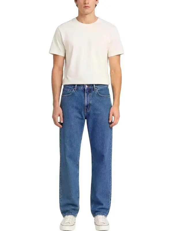 DEAN EDMONDS Stone Wash Straight Leg Jeans - Blue