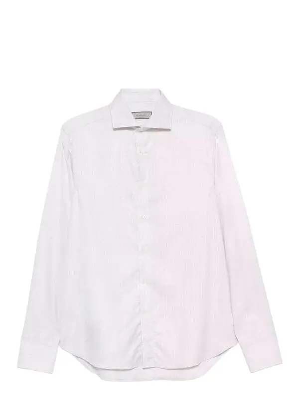 Canali Micro-check Spread-collar Shirt - Neutrals