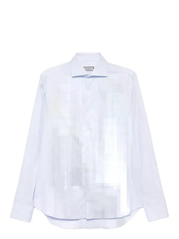 Canali Micro-check Long-sleeve Shirt - Blue