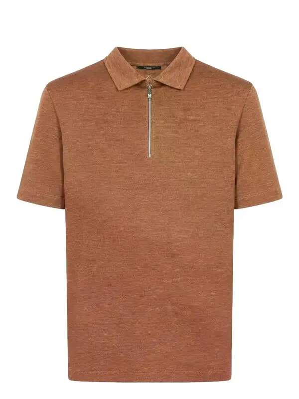 TOMBOLINI Quarter-zip Polo Shirt - Brown