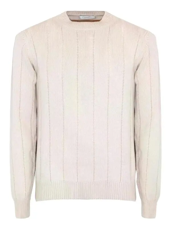 CRUCIANI Ribbed-knit Crew-neck Sweater - Neutrals