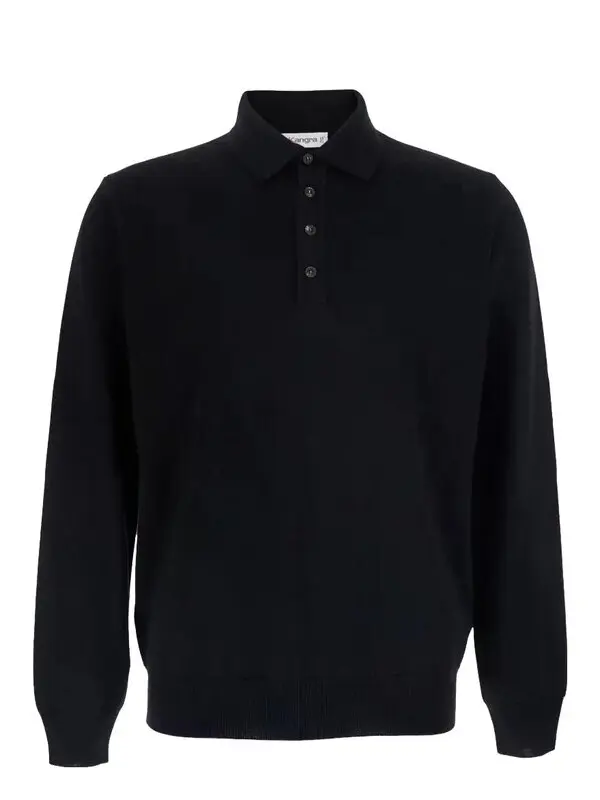 KANGRA Button-fastening Knitted Polo-shirt - Black