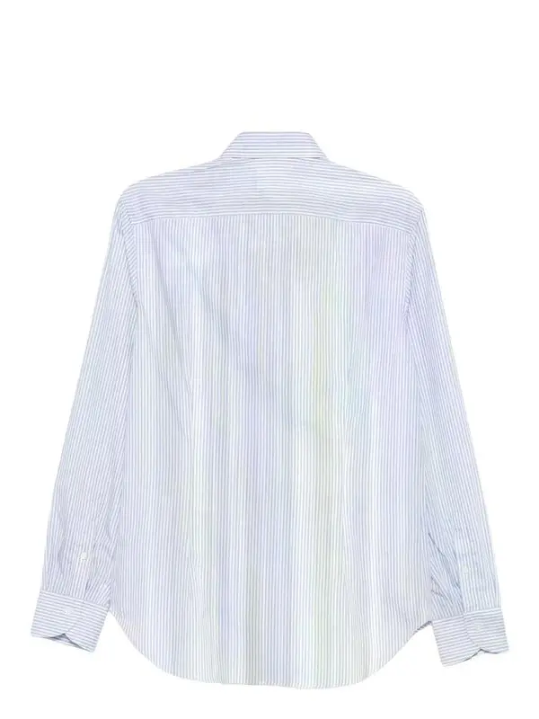 Canali Vertical-stripe Long-sleeve Shirt - Blue