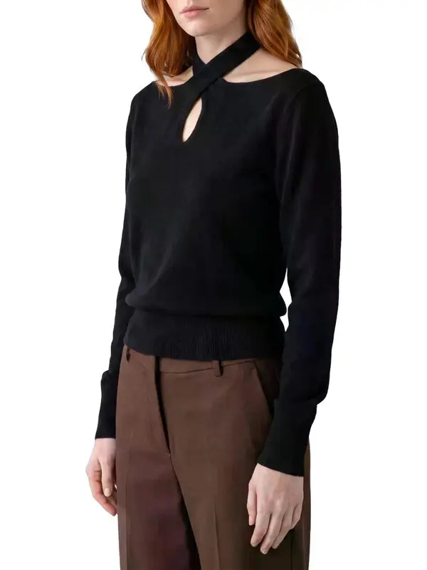 Federica Tosi Cross-neck Cut-out Sweater - Black