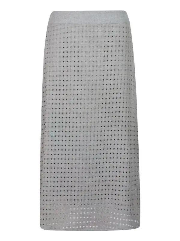 Peserico Perforated Design A-line Midi Skirt - Grey