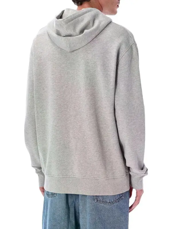AMI Paris Cotton Hoodie With De Coeur - Grey