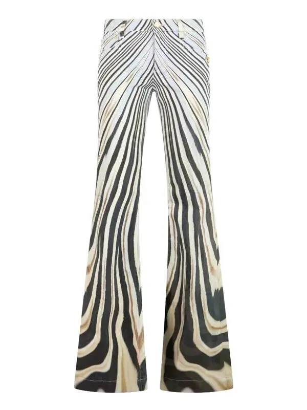 Roberto Cavalli Zebra Print Flared Trousers - Black