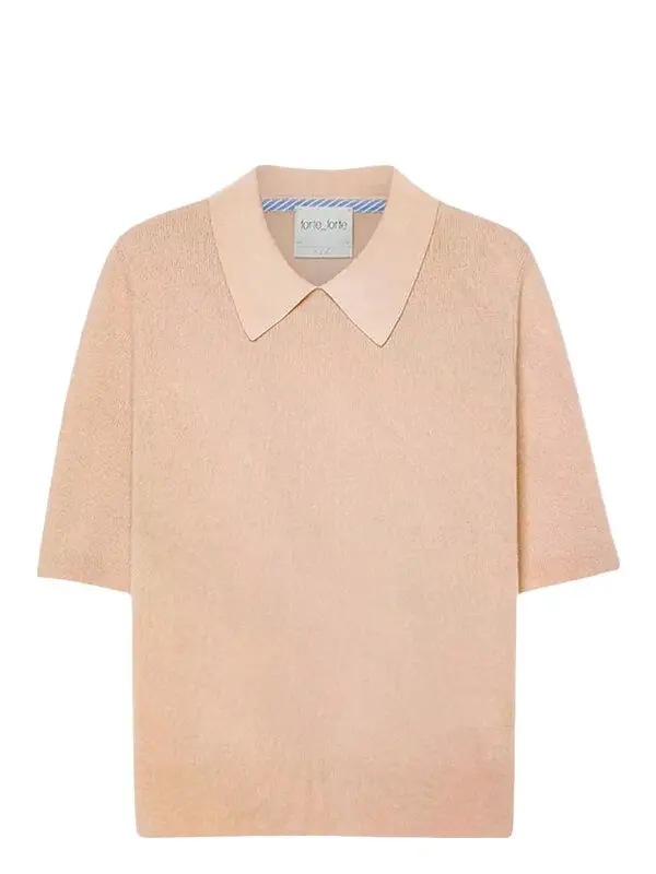 FORTE_FORTE Spread Collar Short Sleeve Top - Pink