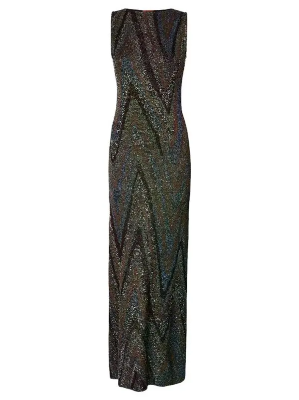 Missoni Sequin-embellished Zigzag-knit Gown - Brown