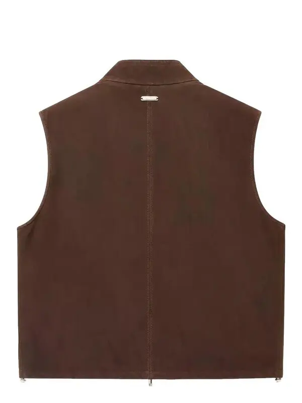 TOMBOLINI Suede Band-collar Vest - Brown