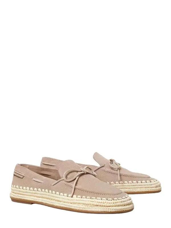 Tory Burch Boaty Raffia Trim Loafers - Neutrals