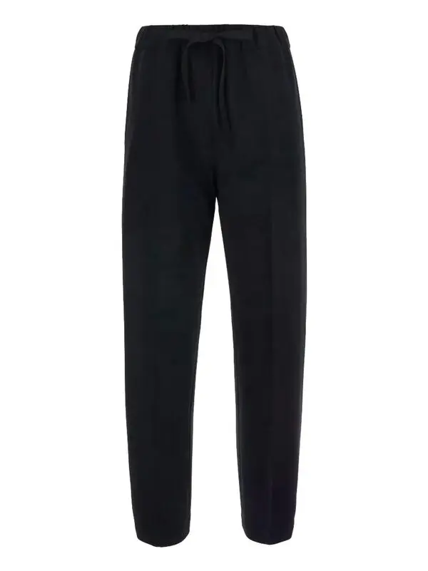SEMICOUTURE Drawstring Waist Pressed Crease Trousers - Black