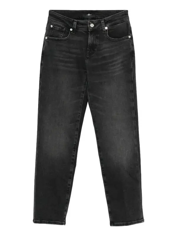 7 For All Mankind Faded Effect Cropped Jeans - Black