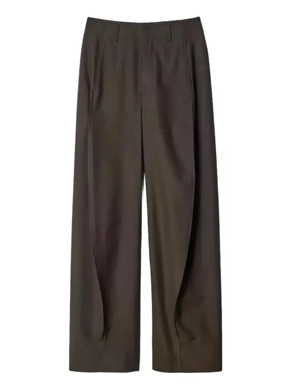 LEMAIRE Baggy Tropical Wool Blend Trousers - Brown