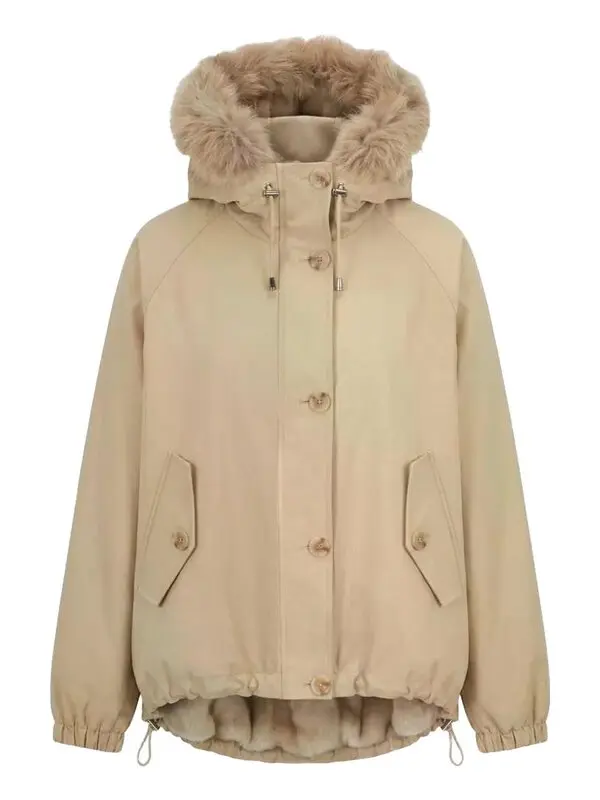 VALENTINI 1972 Faux-fur Trim Hooded Coat - Neutrals