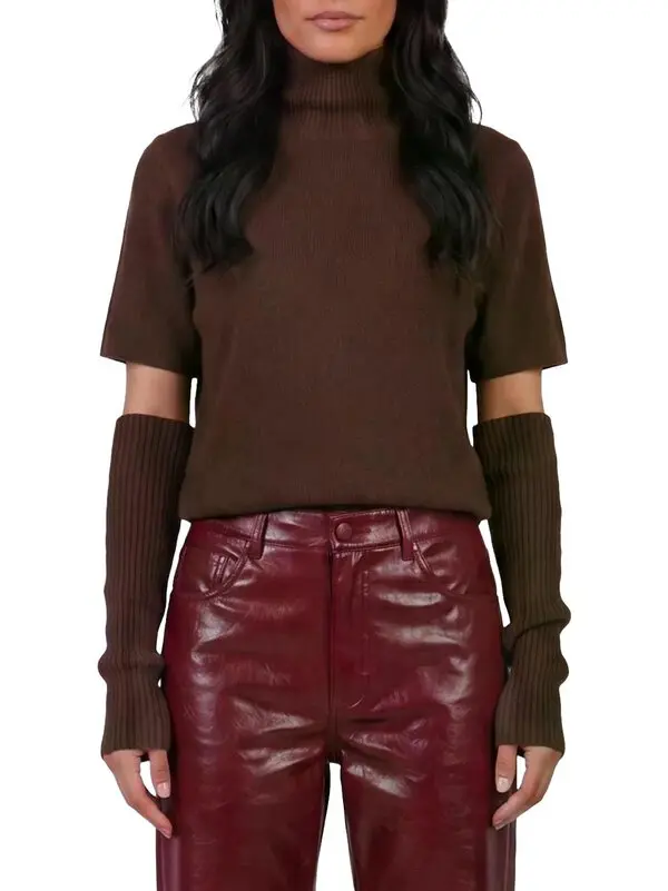 Federica Tosi Ribbed Knit High Neck Sweater - Brown