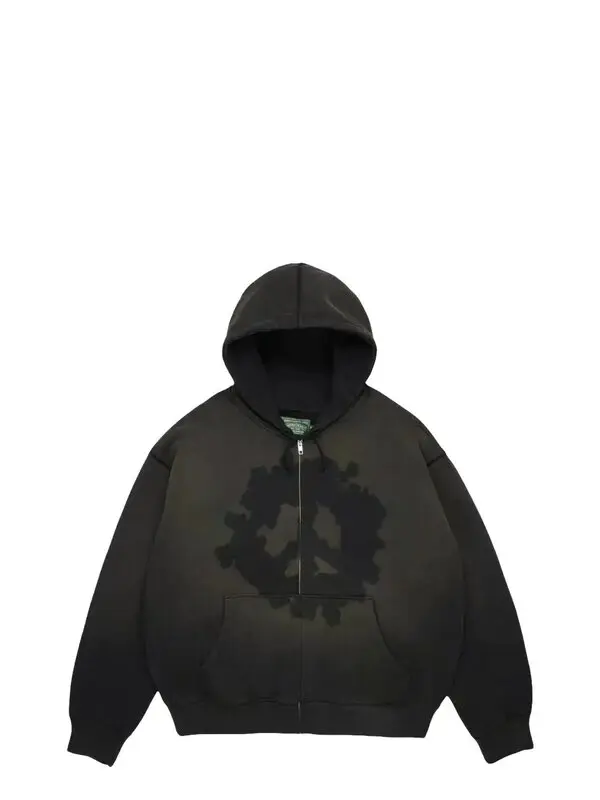 DENIM TEARS Peace Wreath Knockout Zip-up Hoodie - Black