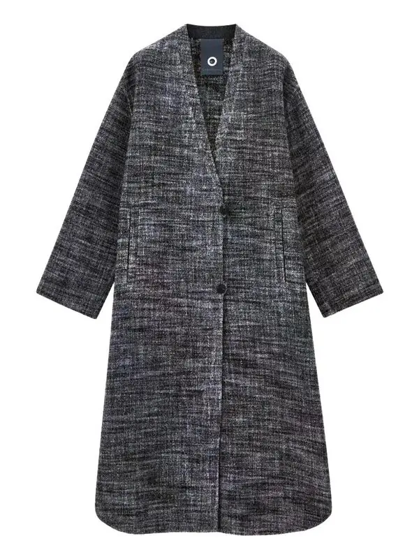 Giorgio Armani Wool Check Coat - Grey