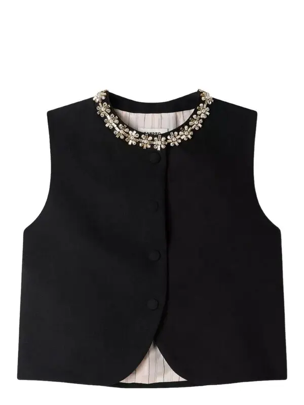 Sandro Embellished Wool Blazer - Black