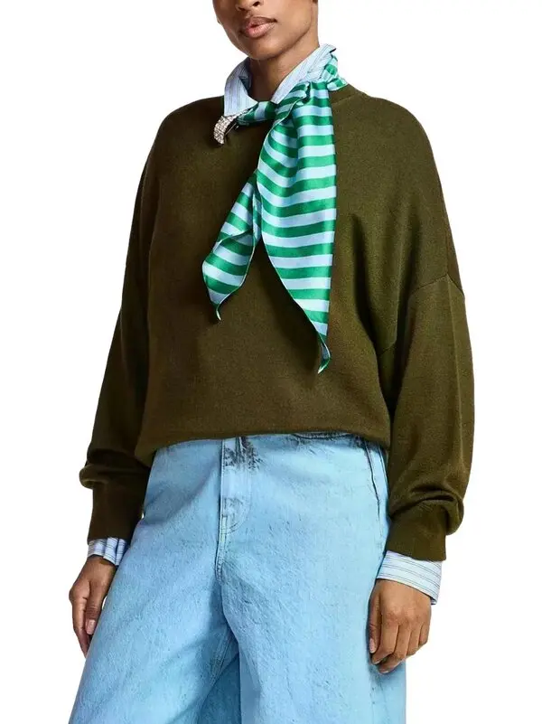 Essentiel Antwerp Embellished Striped Scarf Sweater - Green