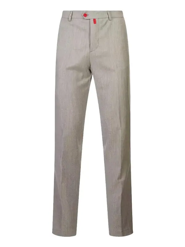Kiton Straight-leg Trousers With Logo Detail - Grey