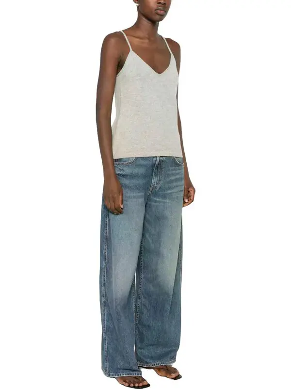 Eric Bompard Cashmere Spaghetti Strap V-neck Top - Grey