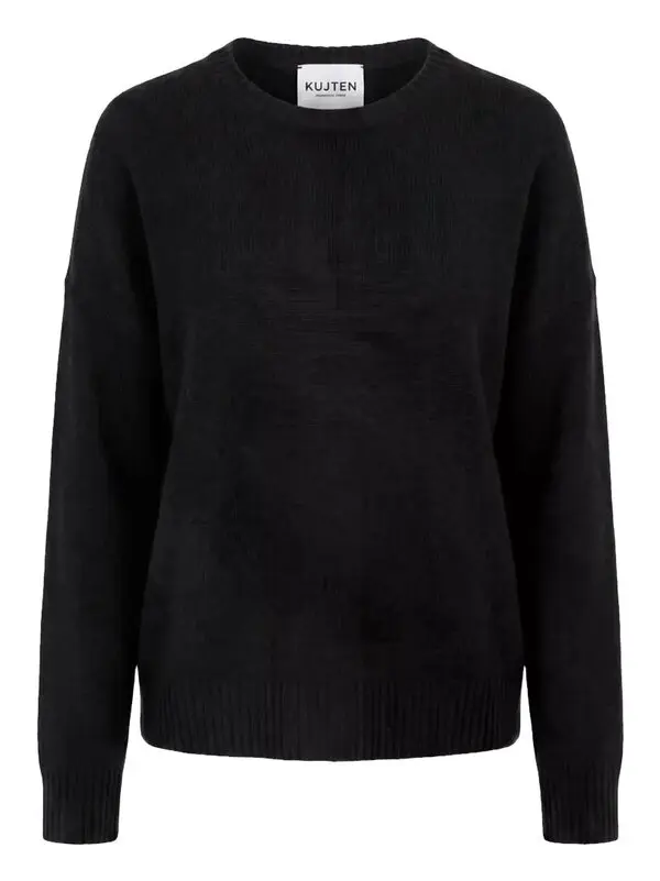 KUJTEN Fine-knit Drop-shoulder Sweater - Black