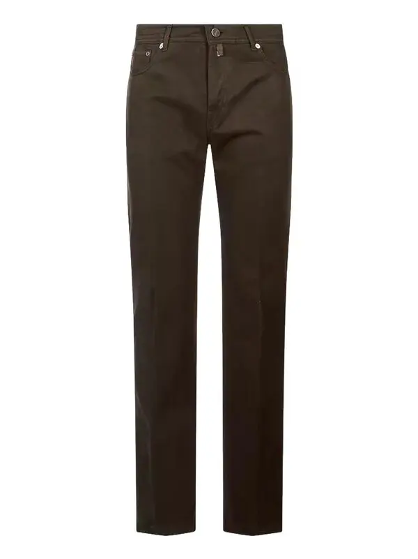 Kiton Logo-patch Straight-leg Jeans - Brown