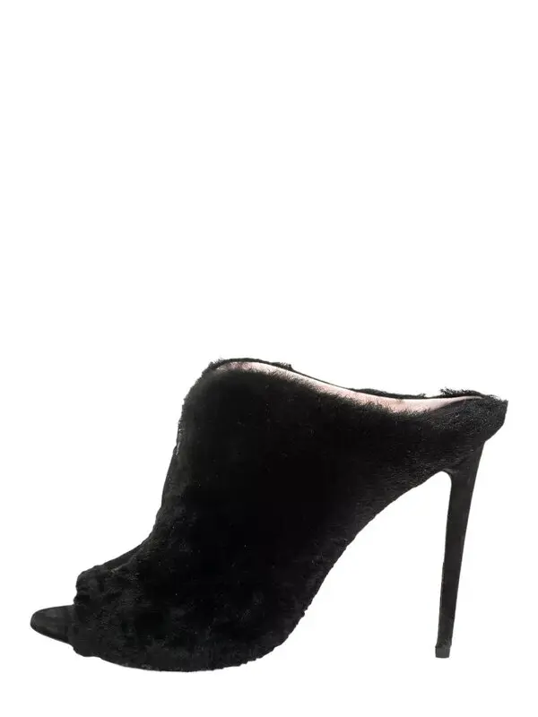 Miu Miu Shearling Peep-toe Ankle Boots - Black