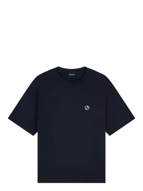 Giorgio Armani T-shirt Regular Fit In Cotton And Modal Interlock Jersey - Midnight Navy