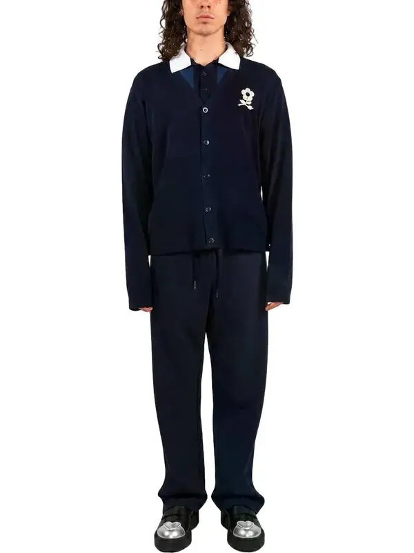 MAISON HIDEOUT Logo-print Button-up Cardigan - Blue