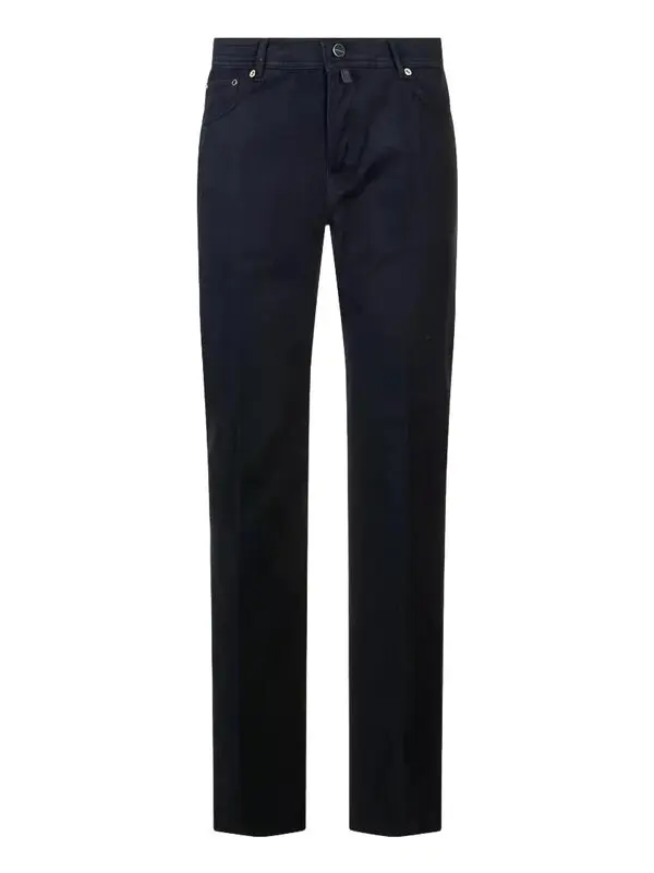 Kiton Logo Patch Straight-leg Trousers - Blue