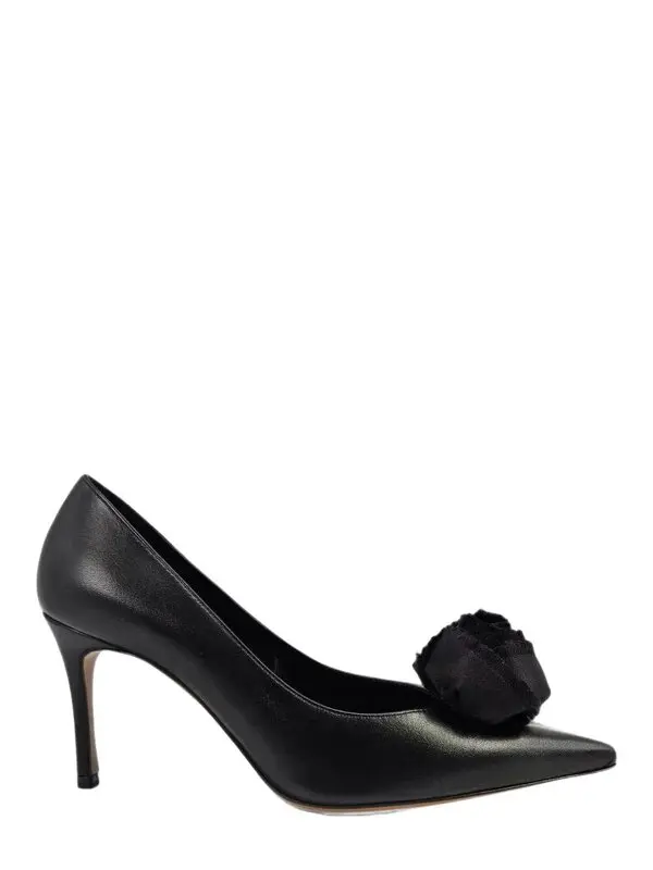 MADISON MAISON Floral Appliqué Pointed-toe Pumps - Black