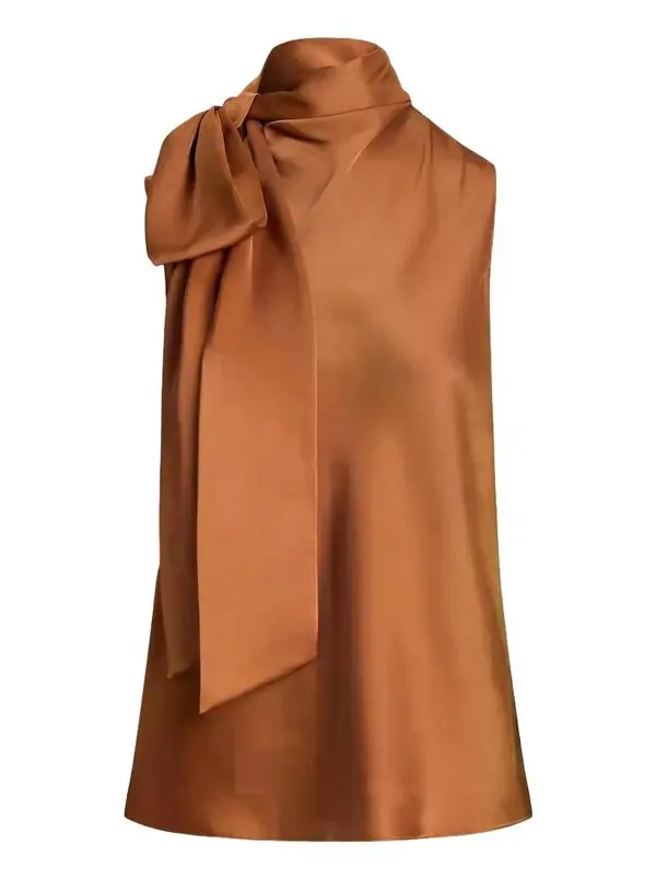 Ralph Lauren Sleeveless Pussy-bow Blouse - Brown