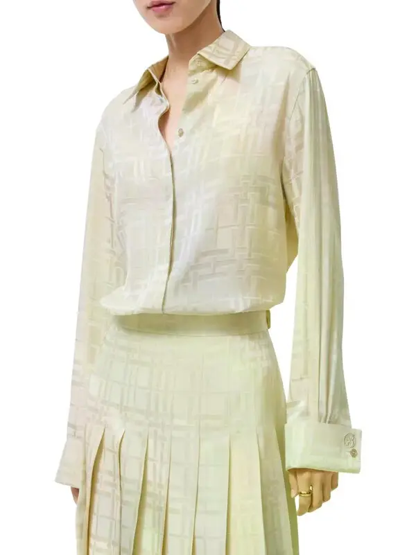 Burberry Plaid Silk Shirt With Embroidered Cuffs - Neutrals