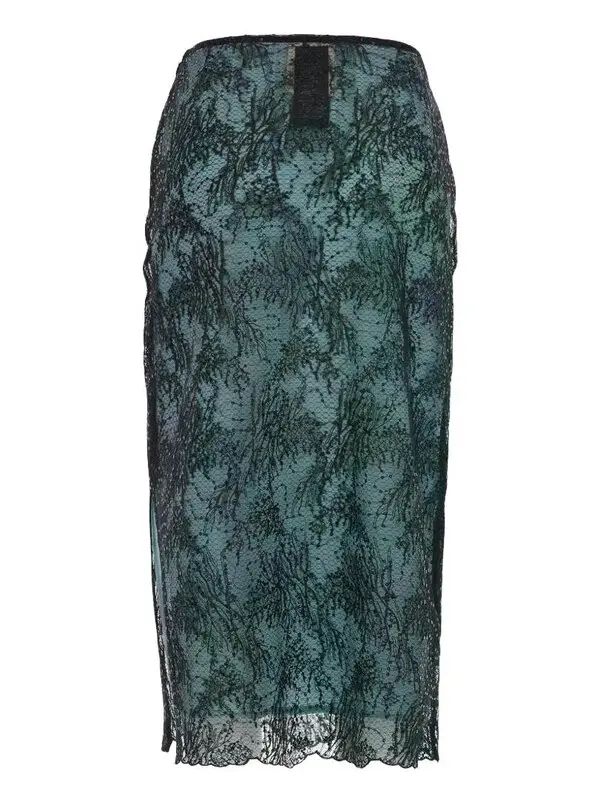 SEMICOUTURE Sequin-embellished Lace Midi Skirt - Green