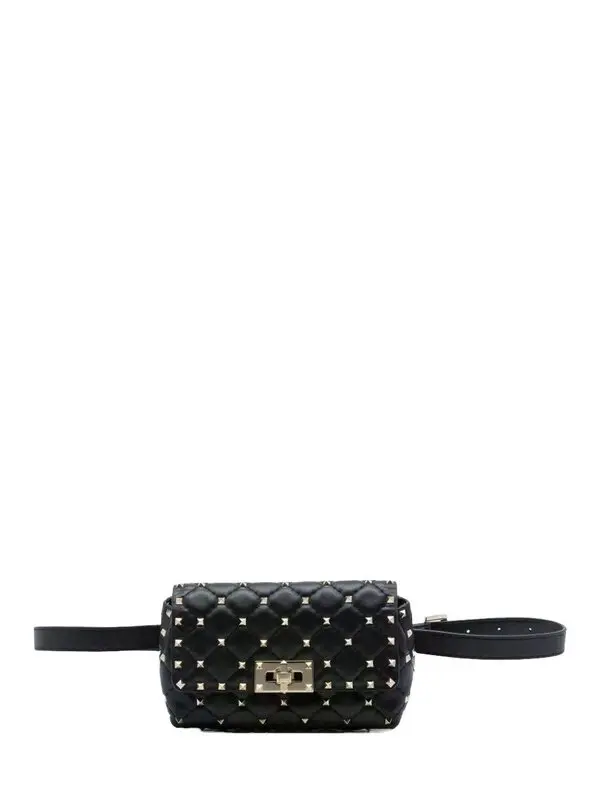 Valentino Garavani 2000-2017 Lambskin Rockstud Spike Belt Bag - Black