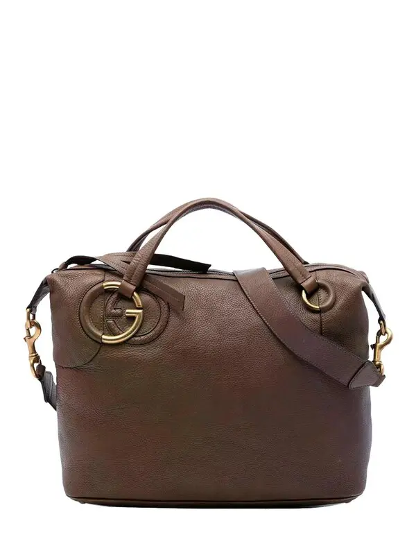 Gucci Calfskin Twill Satchel - Brown