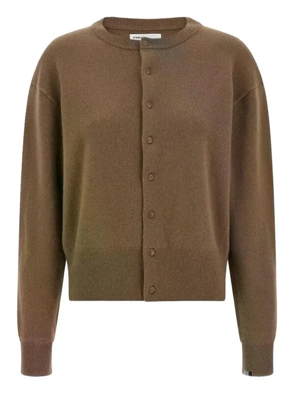 Extreme Cashmere Round-neck Cardigan With Embroidered Flag Detail - Brown