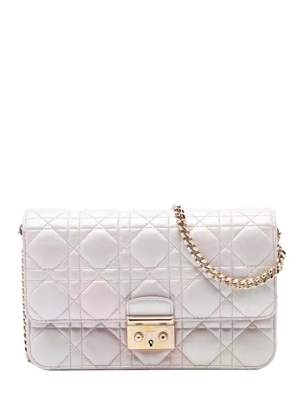 Dior 2014 Metallic Lambskin Cannage Miss Promenade Crossbody Bag - Pink