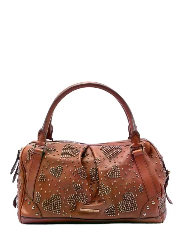 Burberry 2000-2017 Leather Heart Studded Boston Bag - Brown