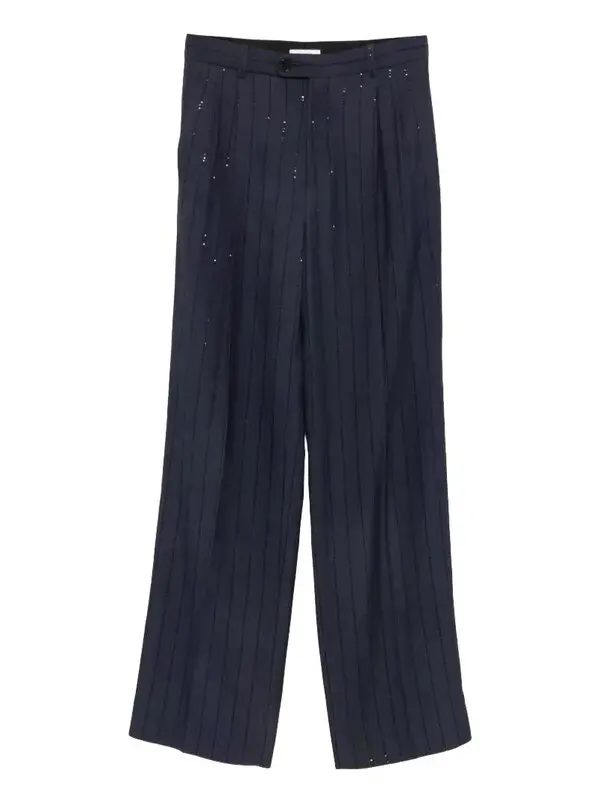 Sandro Sequin Embellished Striped Trousers - Blue