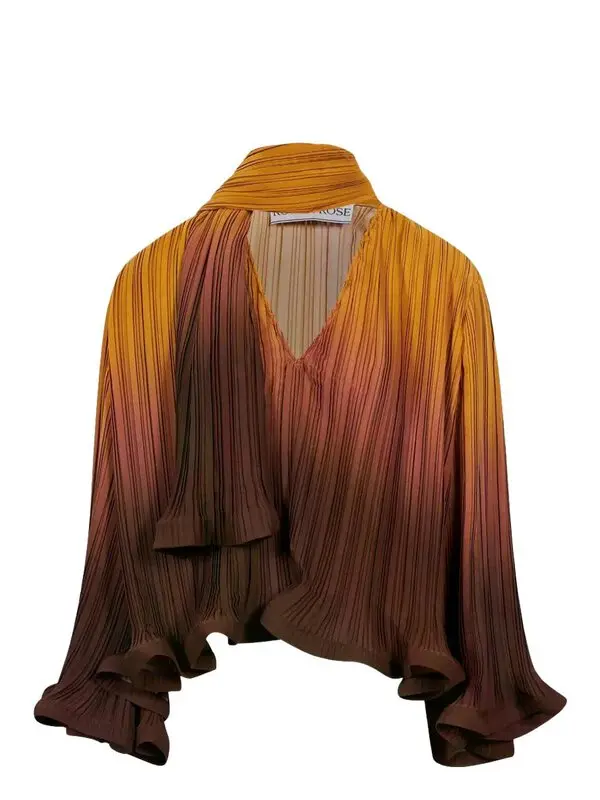 ROWEN ROSE Plissé-effect Ombré Shirt - Brown