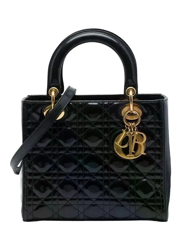 Dior Patent Cannage Lady Satchel - Black